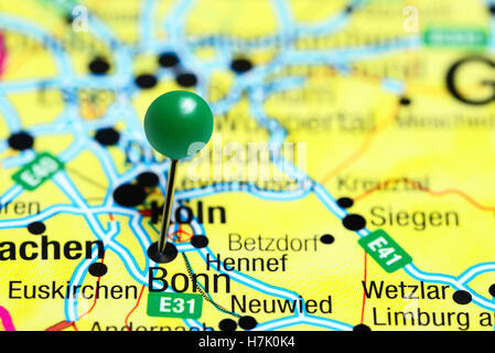Bonn pinned on a map of Germany Stock Photo - Alamy