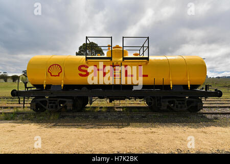 Historic Shell oil fuel railway tanker at the railway museum in ...