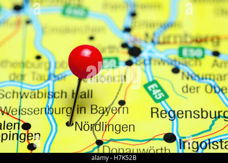 Nordlingen pinned on a map of Germany Stock Photo - Alamy