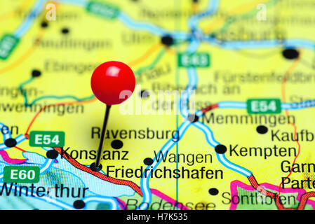 Friedrichshafen map. Close up of Friedrichshafen map with red pin. Map ...