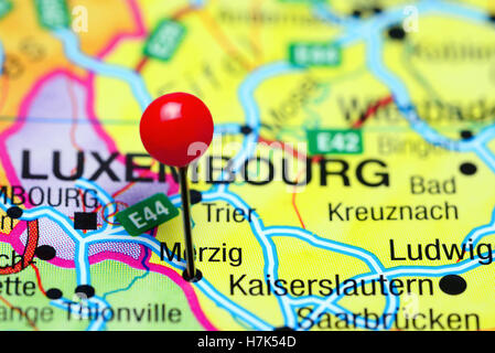 Merzig pinned on a map of Germany Stock Photo - Alamy