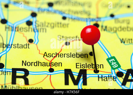 Eisleben pinned on a map of Germany Stock Photo - Alamy