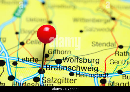 Braunschweig, Germany pin on map Stock Photo - Alamy