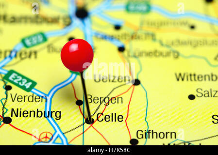 Celle, Germany pin on map Stock Photo - Alamy