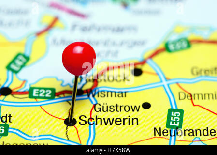 Schwerin, Germany pin on map Stock Photo - Alamy