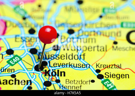 Cologne, Germany pinned on a map of Europe Stock Photo - Alamy