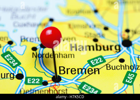 Bremen, Germany pinned on a map of Europe Stock Photo - Alamy