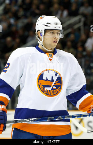 New York Islanders' Josh Bailey (12) is in the center of a celebration ...