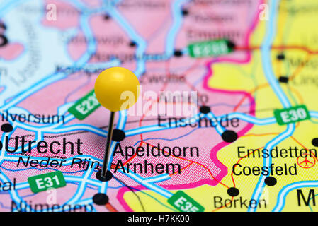Arnhem, Netherlands pin on map Stock Photo - Alamy