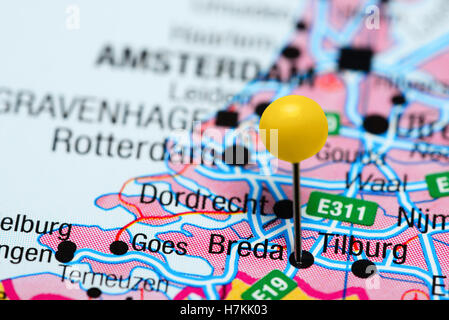 Breda, Netherlands pin on map Stock Photo - Alamy