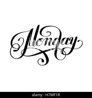 Monday. Handwriting font by calligraphy. Vector illustration isolated ...