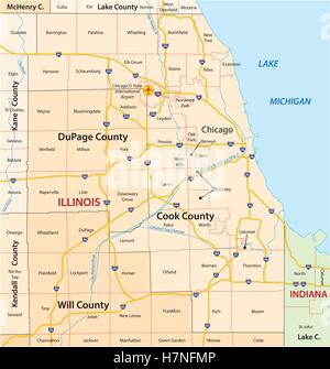 chicago road and neighborhood map Stock Vector Image & Art - Alamy