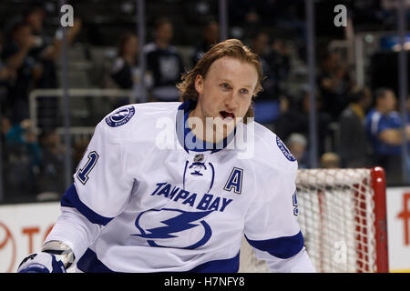 Tampa Bay Lightning center Steven Stamkos (91) before an NHL hockey ...