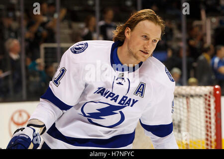 Tampa Bay Lightning center Steven Stamkos (91) before an NHL hockey ...
