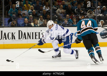 San Jose Sharks defenseman Vincent Iorio (22) blocks a shot by ...
