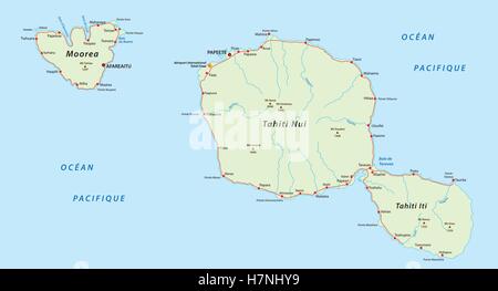 tahiti and moorea road map Stock Vector Image & Art - Alamy