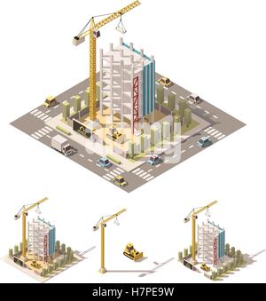 Construction site icon isometric vector. Concrete mixer truck near ...