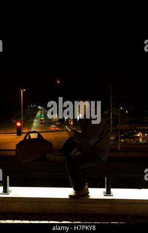 Long exposure night shot of the Kamikaze ride at the carnival midway ...
