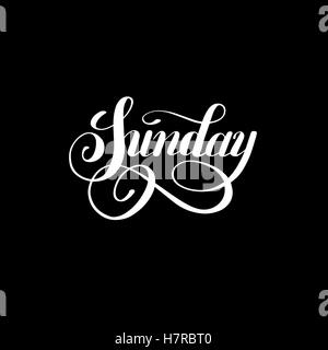 Sunday. Handwriting font by calligraphy. Vector illustration isolated ...