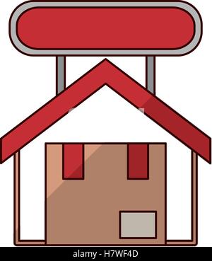 Package with label inside house icon. Delivery shipping logistic and ...