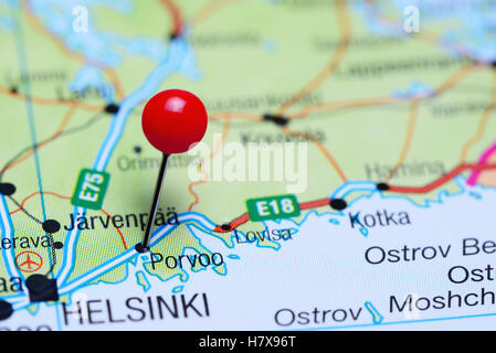 Porvoo, Finland pin on map Stock Photo - Alamy
