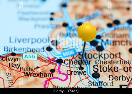 Crewe, Great Britain pin on map Stock Photo - Alamy