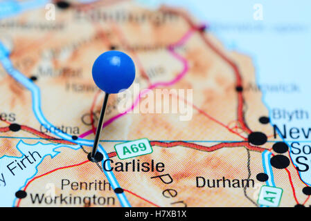 Carlisle, Great Britain pin on map Stock Photo - Alamy