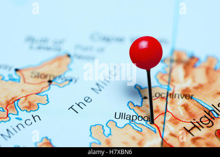Ullapool, Scotland pin on map Stock Photo - Alamy