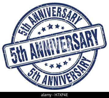5th anniversary blue round grunge stamp Stock Vector Image & Art - Alamy