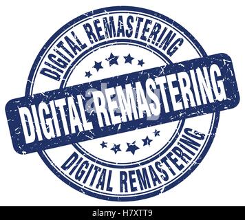 digital remastering blue round stamp Stock Vector Image & Art - Alamy