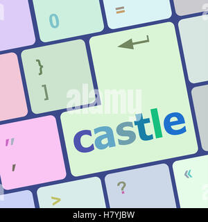 Modern computer keyboards enter keys with castle word Stock Photo - Alamy
