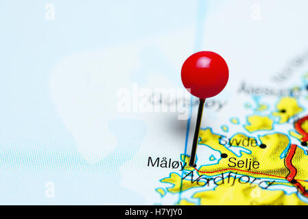 Maloy, Norway pin on map Stock Photo - Alamy