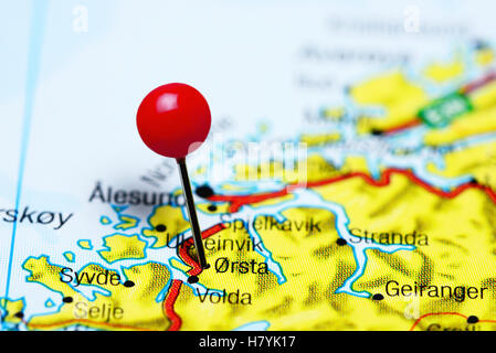 Orsta, Norway pin on map Stock Photo - Alamy
