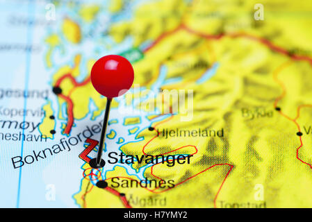 Stavanger, Norway pin on map Stock Photo - Alamy