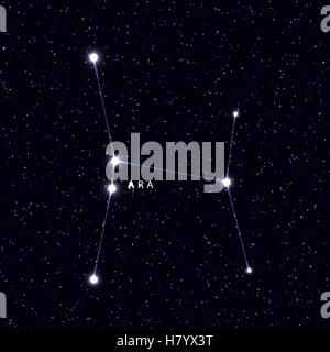 Ara constellation. Starry night sky. Cluster of stars and galaxies ...