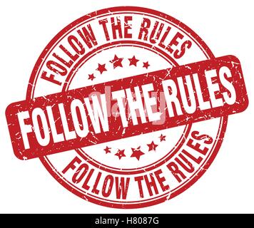 follow the rules stamp. round grunge sign with ribbon Stock Vector ...