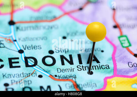 Strumica pinned on a map of Macedonia Stock Photo - Alamy