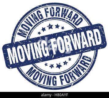 moving forward stamp. moving forward vintage blue label. Sign Stock ...