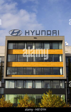 Hyundai company logo on Czech headquarters on November 7, 2016 in ...