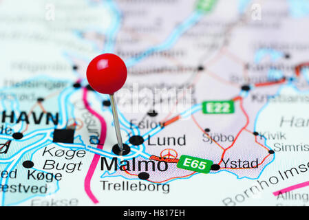 Malmo, Sweden pin on map Stock Photo - Alamy