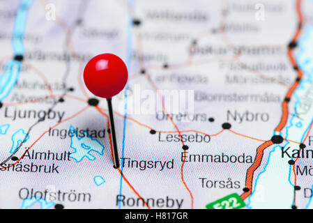 Tingsryd, Sweden pin on map Stock Photo - Alamy