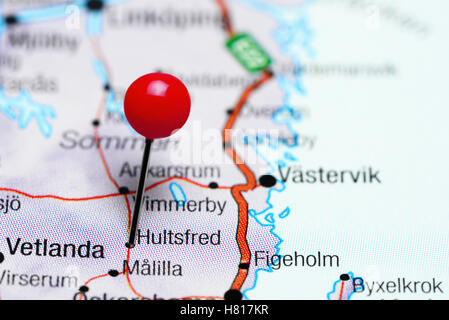 Hultsfred, Sweden pin on map Stock Photo - Alamy