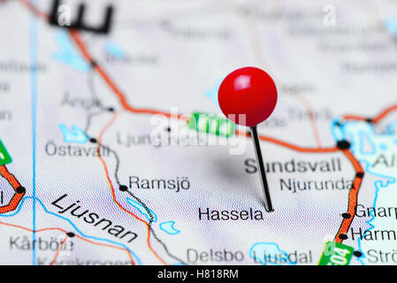 Hassela, Sweden pin on map Stock Photo - Alamy