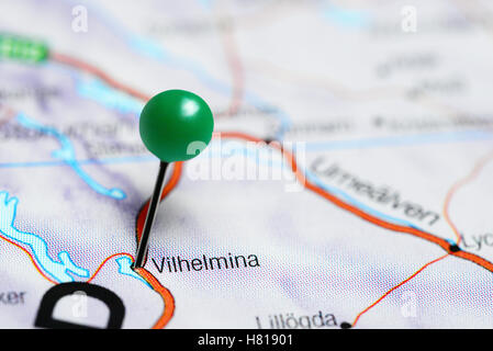 Vilhelmina, Sweden pin on map Stock Photo - Alamy