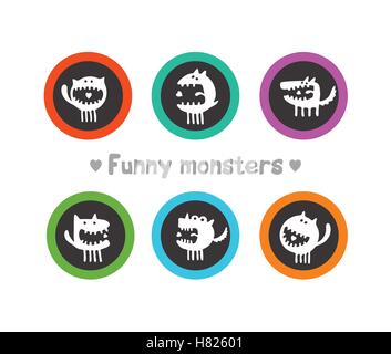 logos with funny monsters Stock Vector Image & Art - Alamy