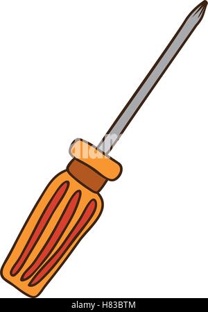 screwdriver repair tool icon over white background. draw design. vector ...