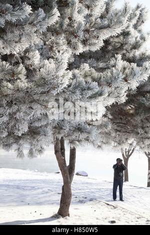 Landscape of the Rime Island in the Songhua River in Jilin city ...