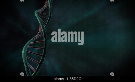 DNA String animation with green light beams Stock Photo - Alamy