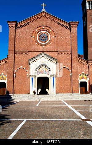 in the castellanza primo old church closed brick tower sidewalk italy ...