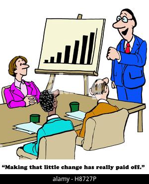 Business cartoon about a positive change in sales Stock Photo - Alamy